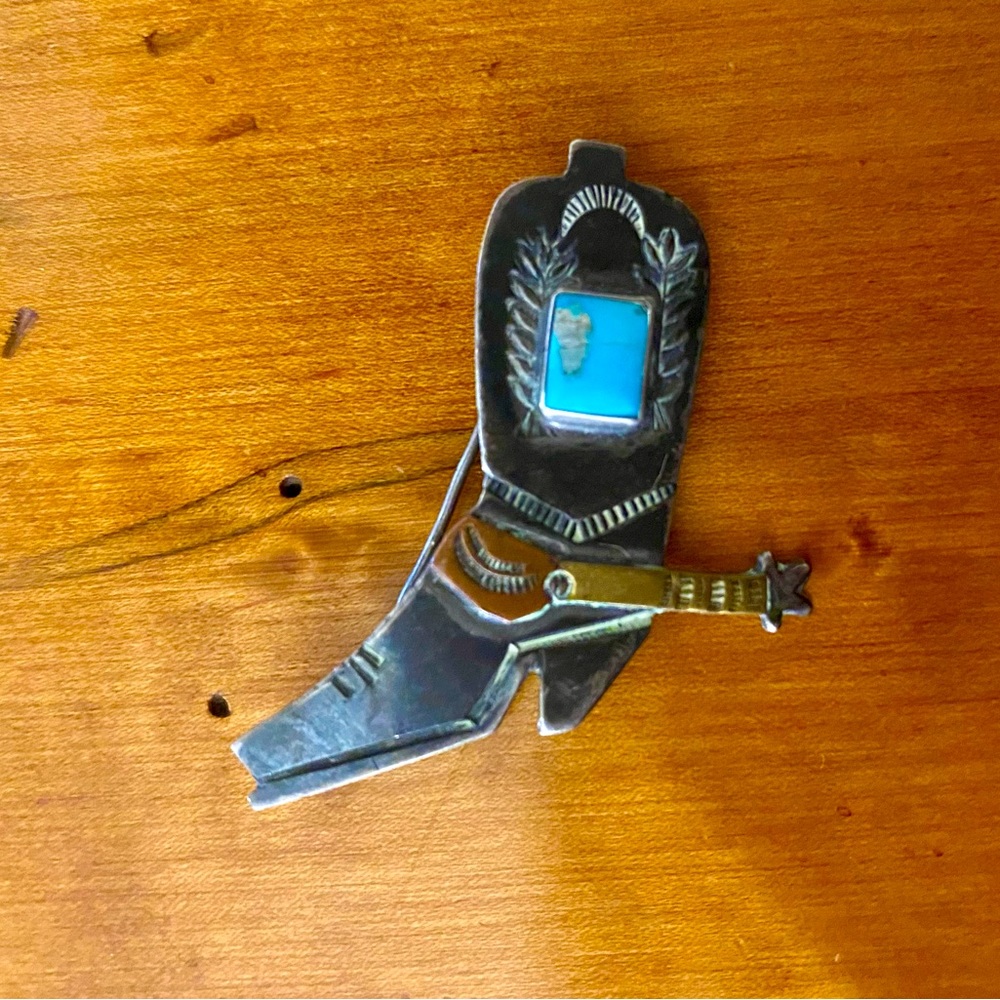 Fred Harvey Cowboy Boot Pin / Vintage Uita Turquoise … - Gem